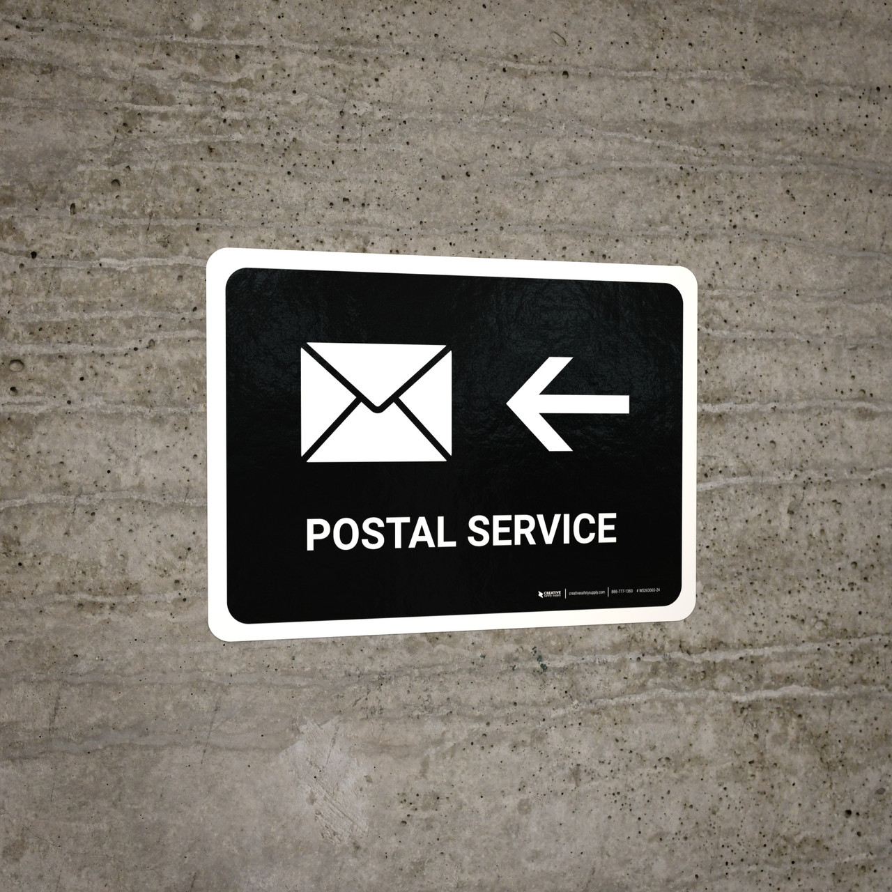 Postal Service With Left Arrow Black Landscape - Wall Sign