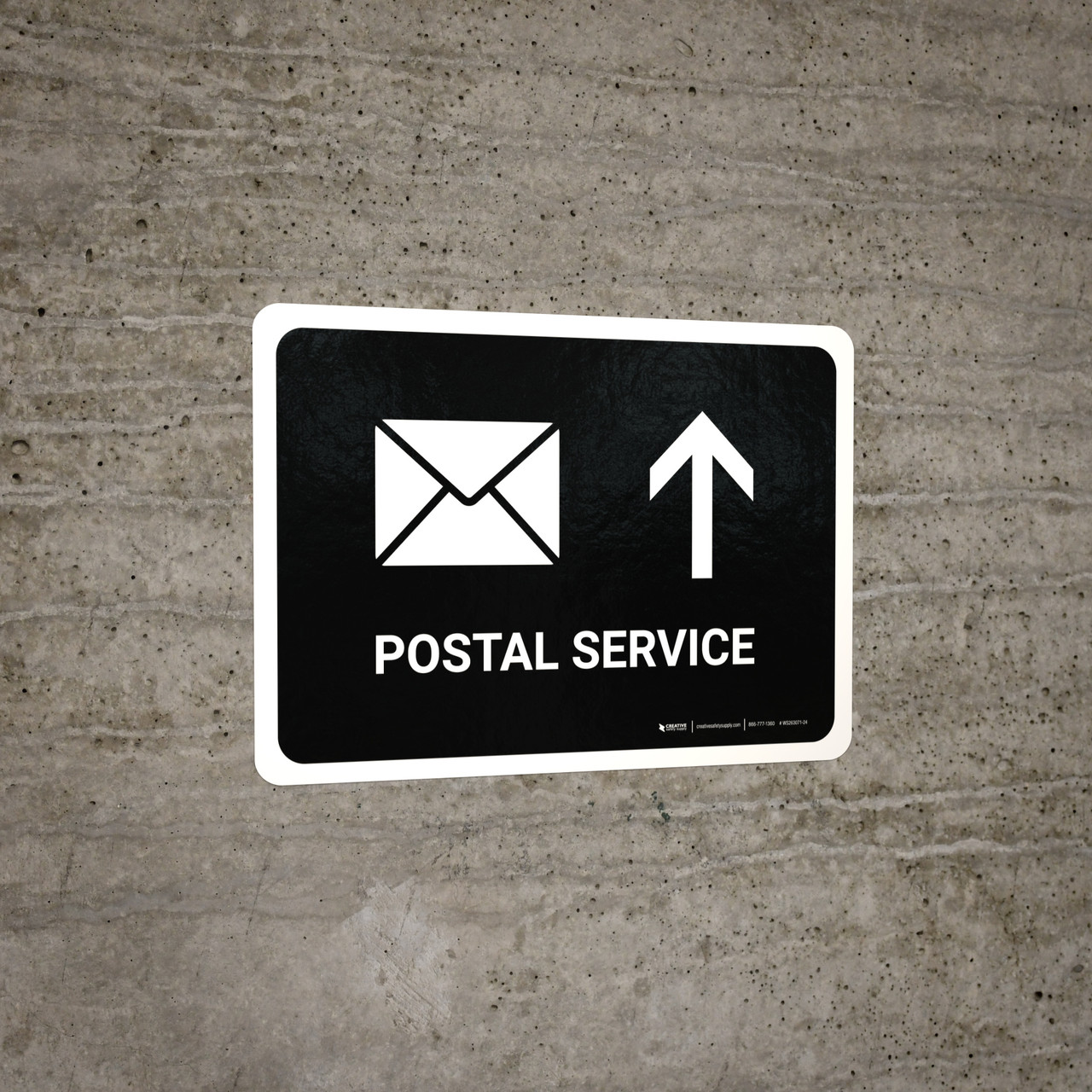 Postal Service With Up Arrow Black Landscape - Wall Sign
