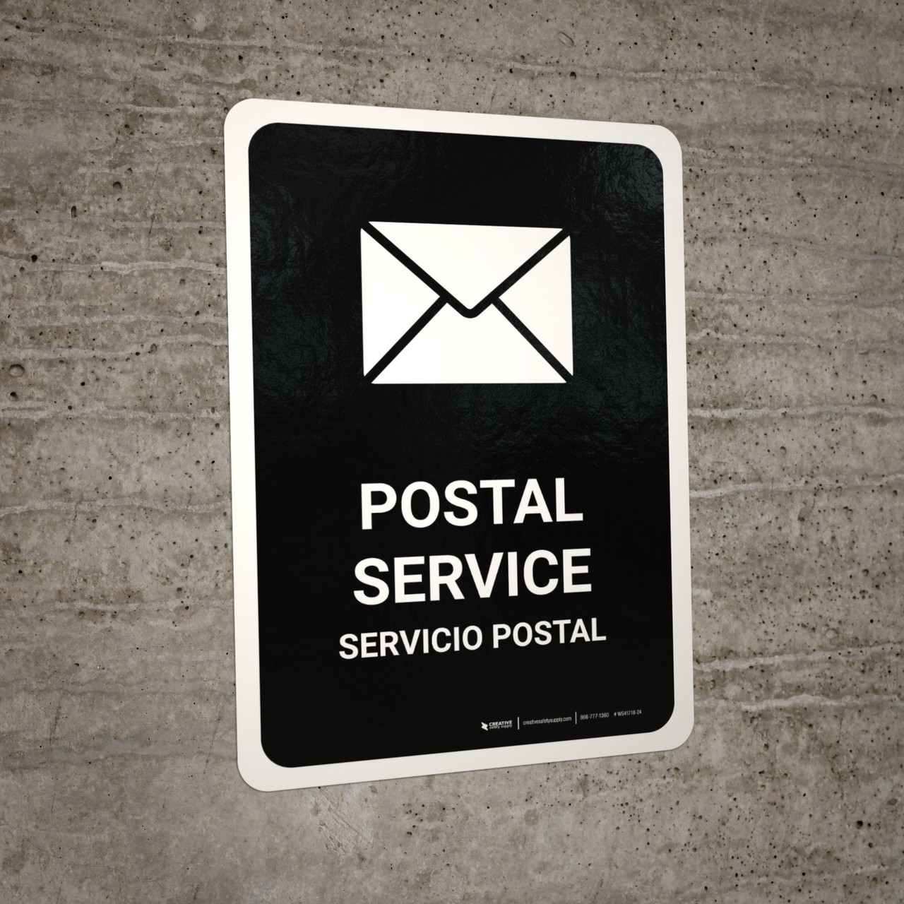 Postal Service Black Bilingual Spanish Portrait - Wall Sign