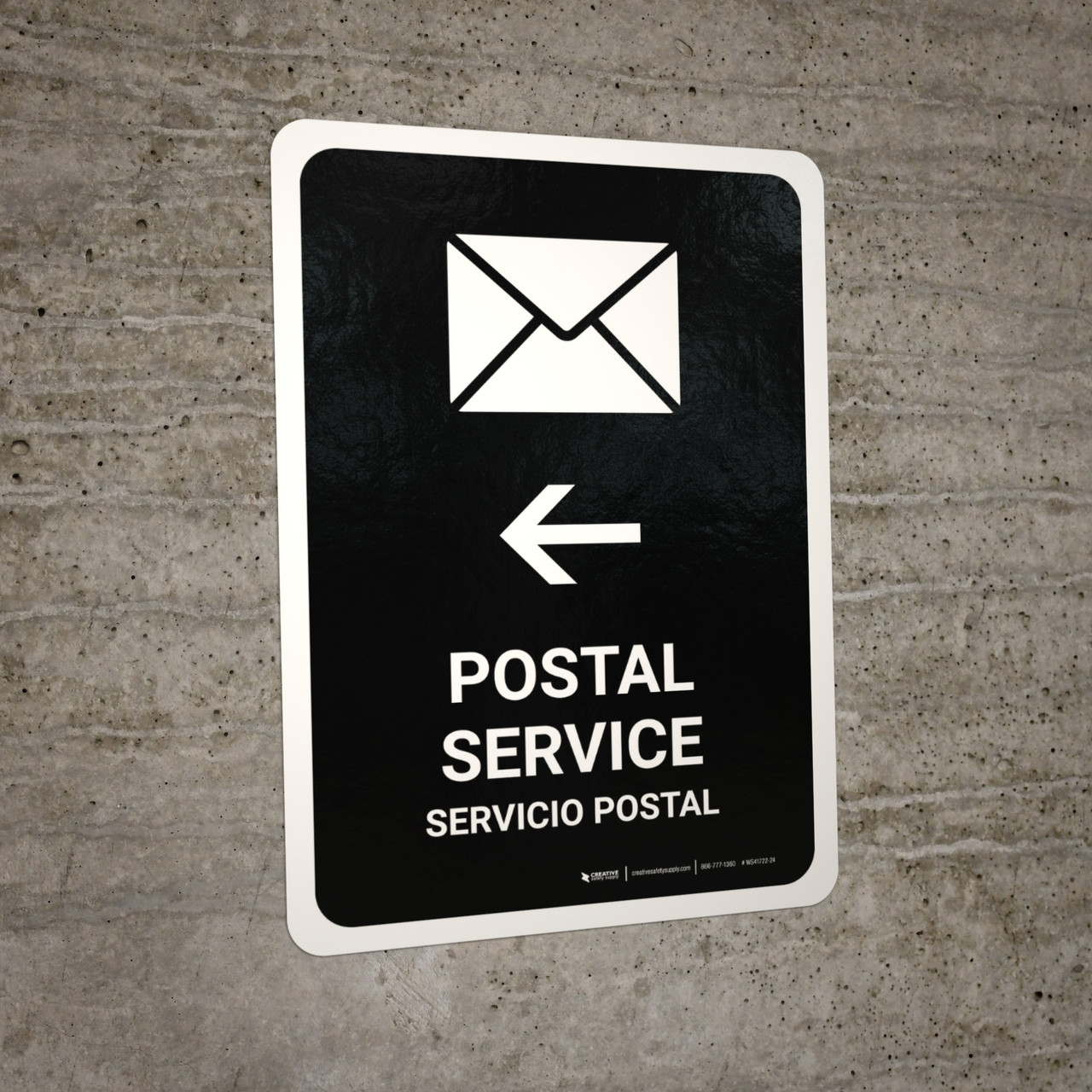 Postal Service With Left Arrow Black Bilingual Portrait - Wall Sign