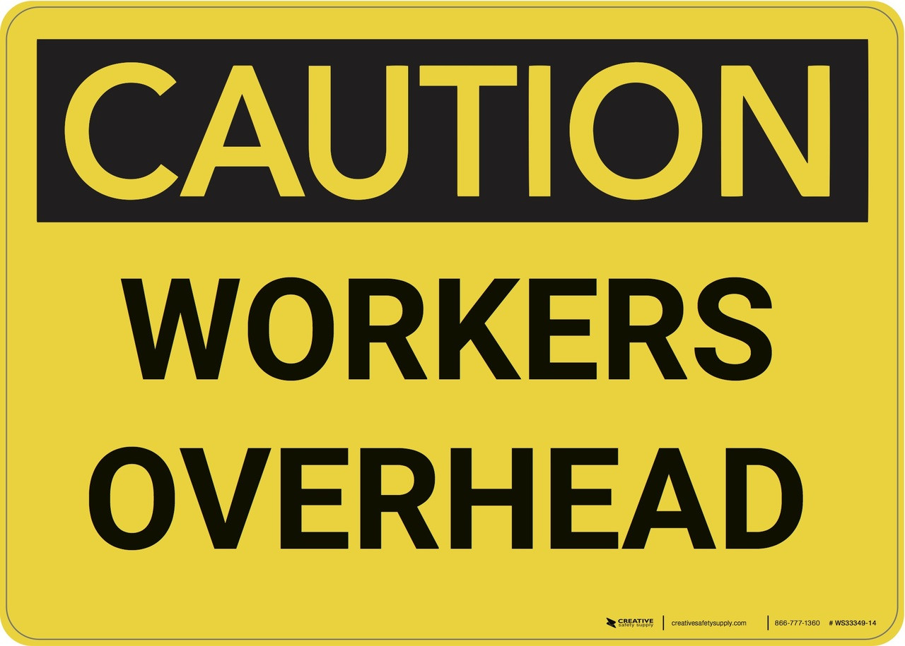 Caution: Workers Overhead - Wall Sign