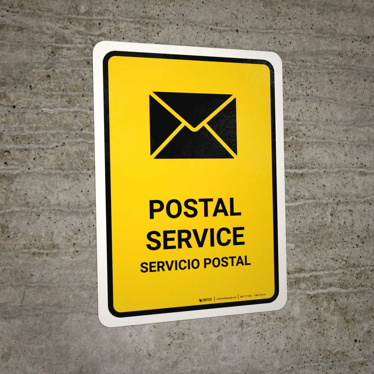 Postal Service Yellow Bilingual Spanish Portrait - Wall Sign