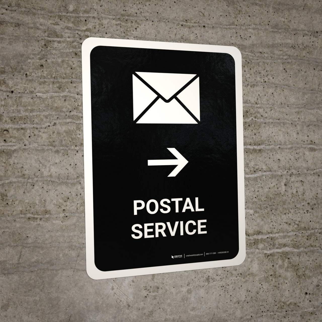 Postal Service With Right Arrow Black Portrait - Wall Sign