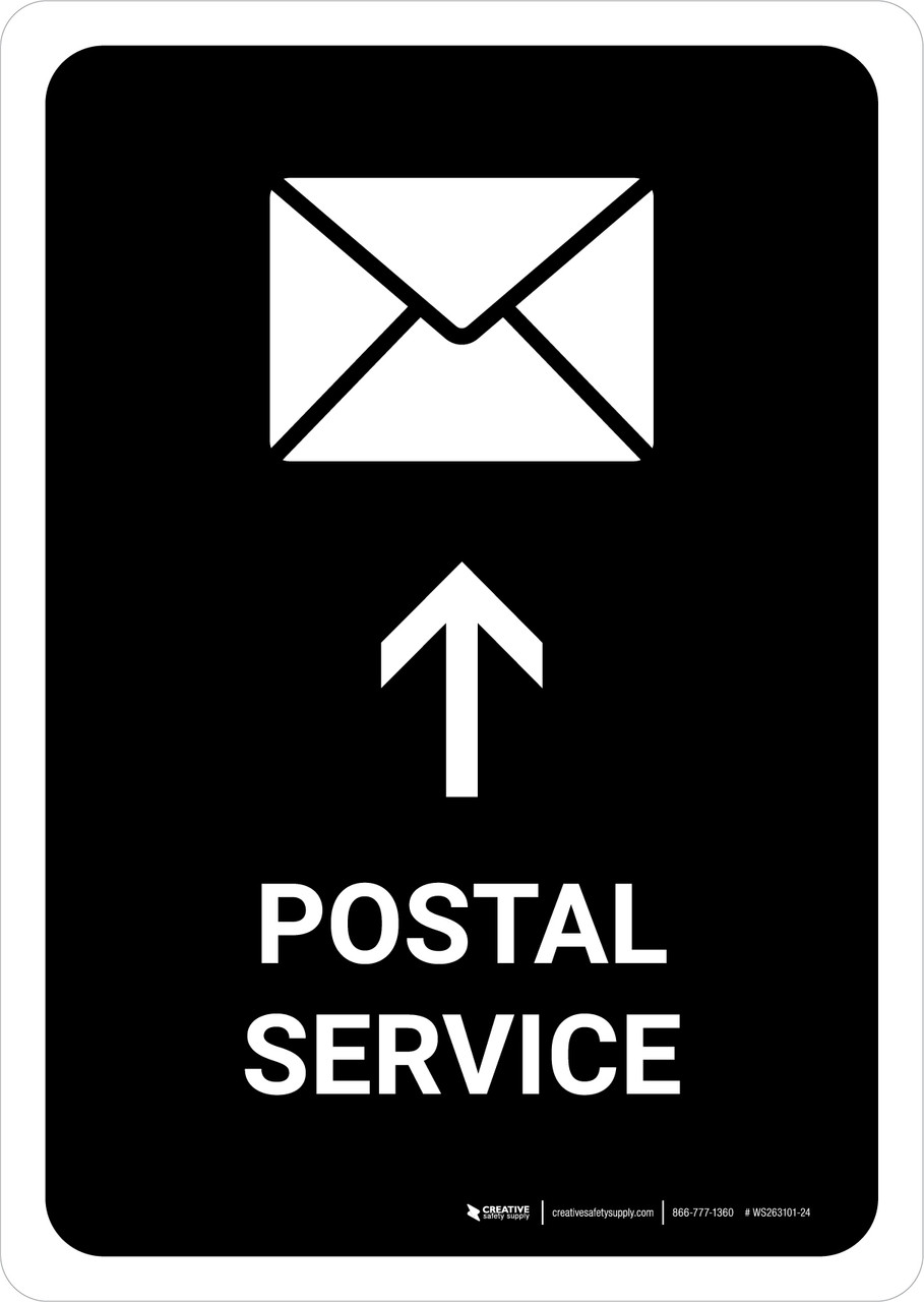 Postal Service With Up Arrow Black Portrait - Wall Sign