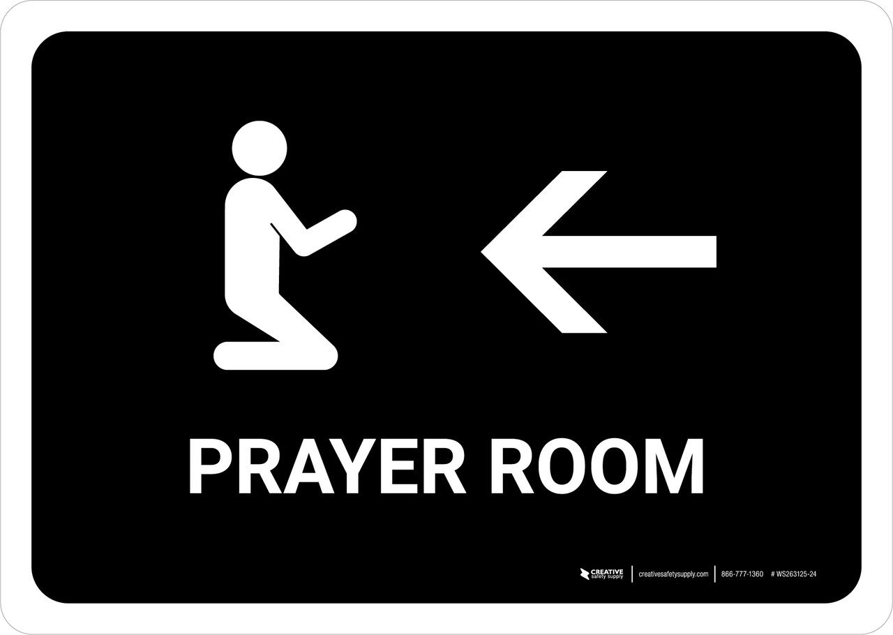 Prayer Room With Left Arrow Black Landscape - Wall Sign | Creative ...