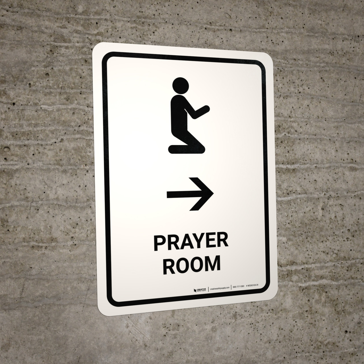 Prayer Room With Right Arrow White Portrait - Wall Sign | Creative ...
