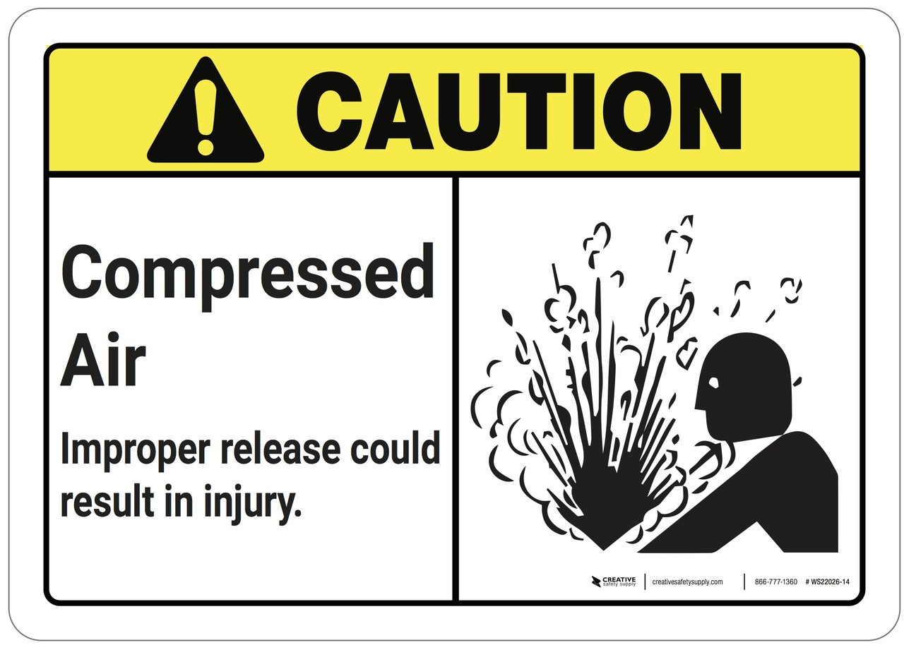 Caution: Compressed Air ANSI - Wall Sign