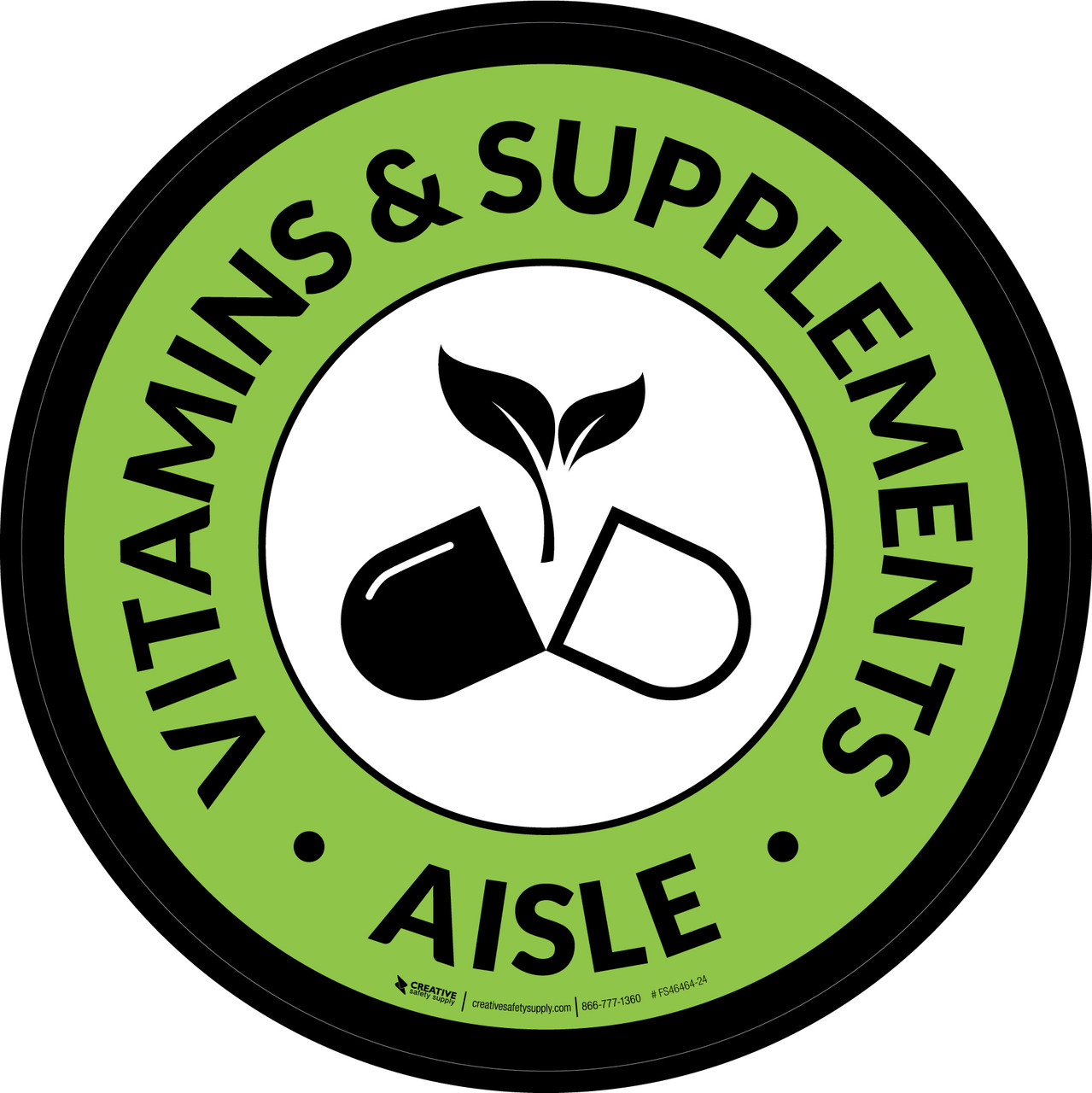 Vitamins & Supplements Aisle Circle - Floor Sign | Creative Safety Supply