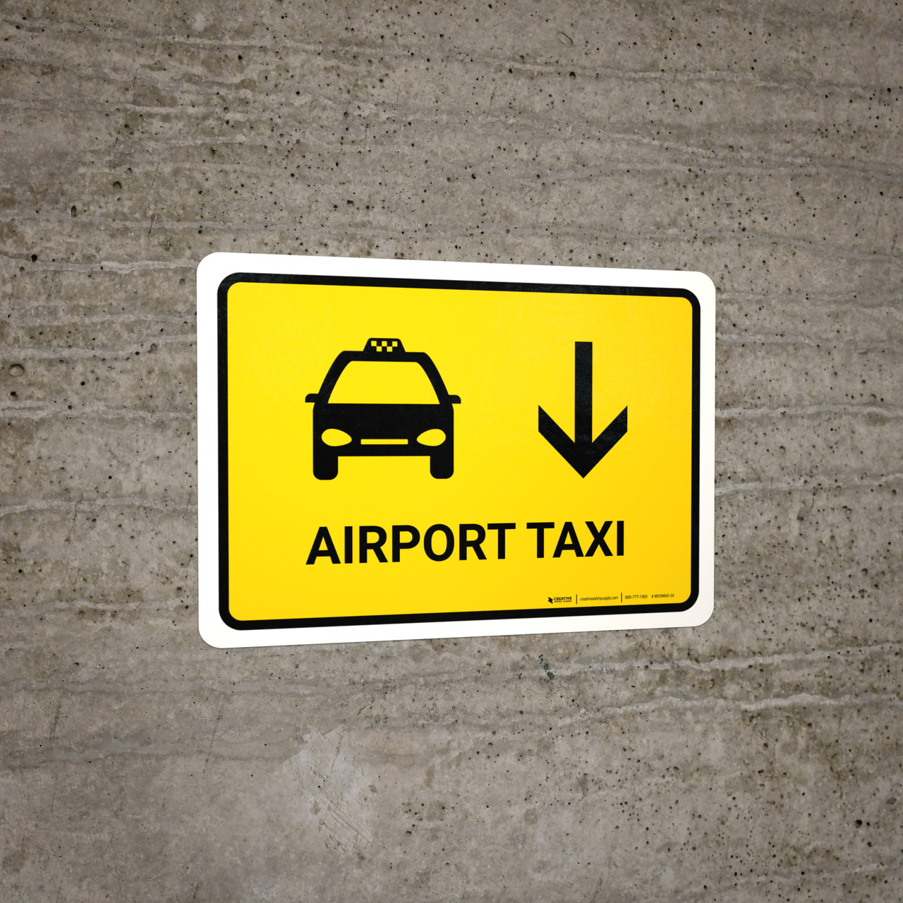 Airport Taxi With Down Arrow Yellow Landscape - Wall Sign | Creative ...