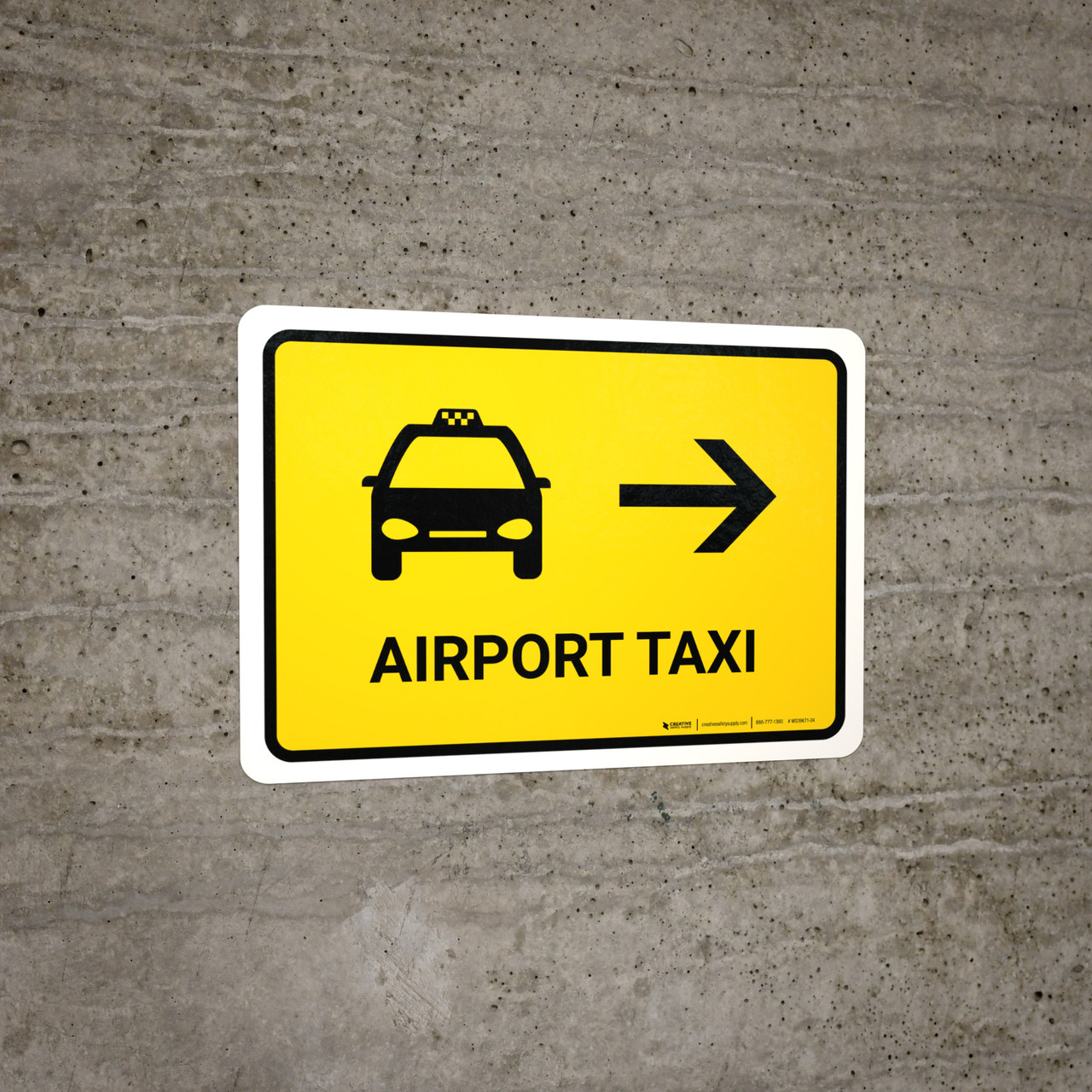 Airport Taxi With Right Arrow Yellow Landscape - Wall Sign | Creative ...