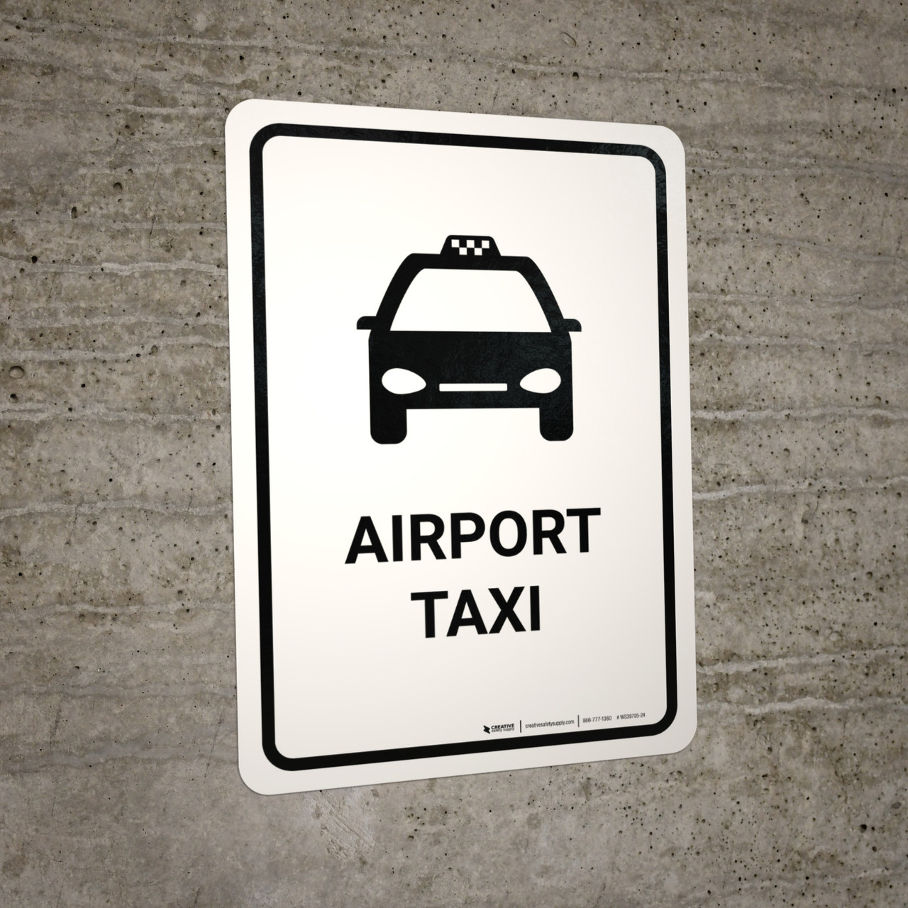 Airport Taxi White Portrait - Wall Sign
