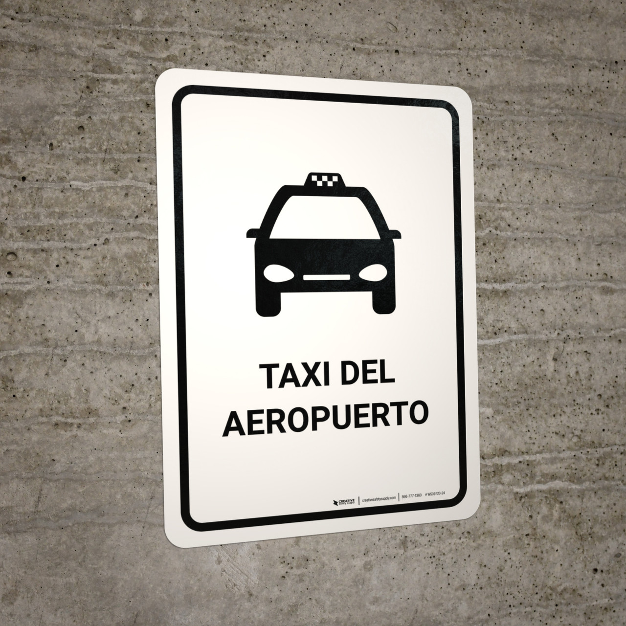 Airport Taxi White Spanish Portrait - Wall Sign