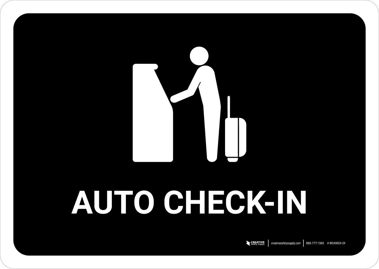 Auto Check In Black Landscape - Wall Sign