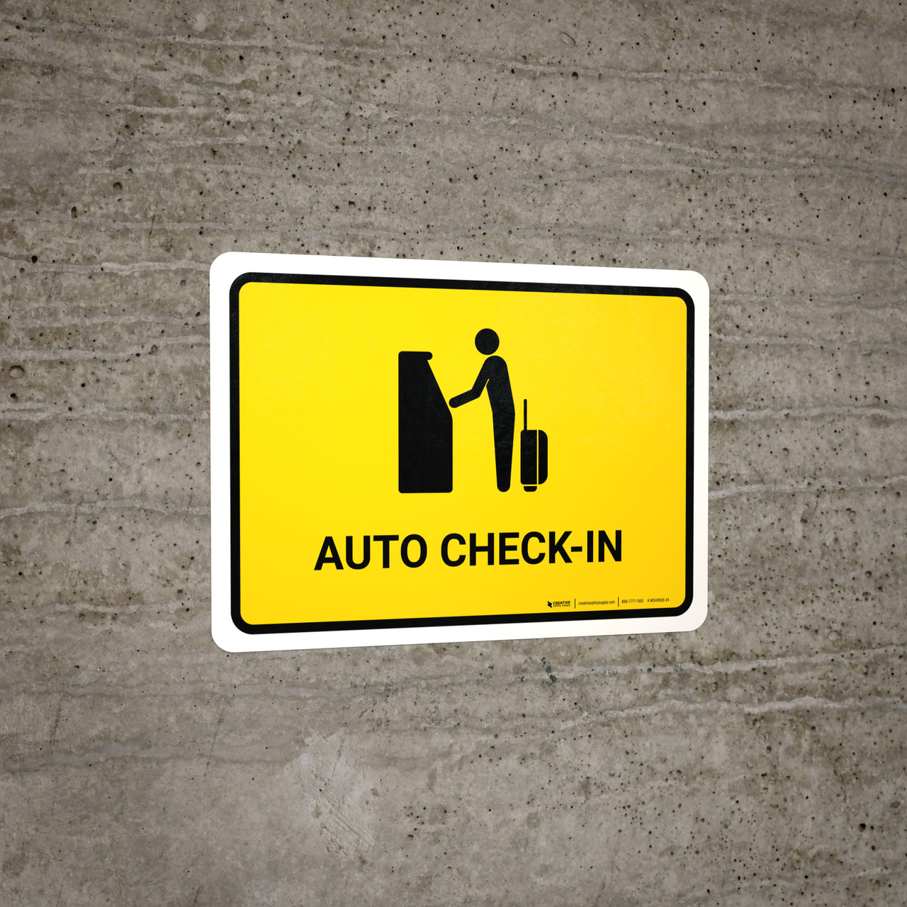 Auto Check In Yellow Landscape - Wall Sign