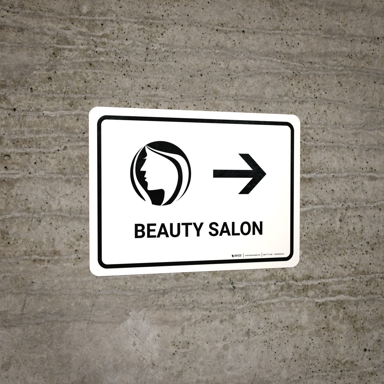 Beauty Salon With Right Arrow White Landscape - Wall Sign