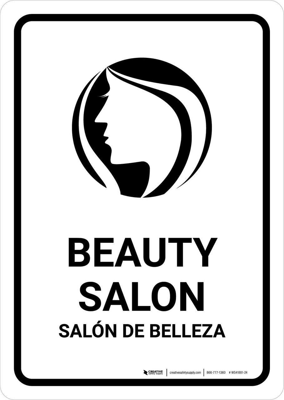 Beauty Salon White Bilingual Spanish Portrait - Wall Sign