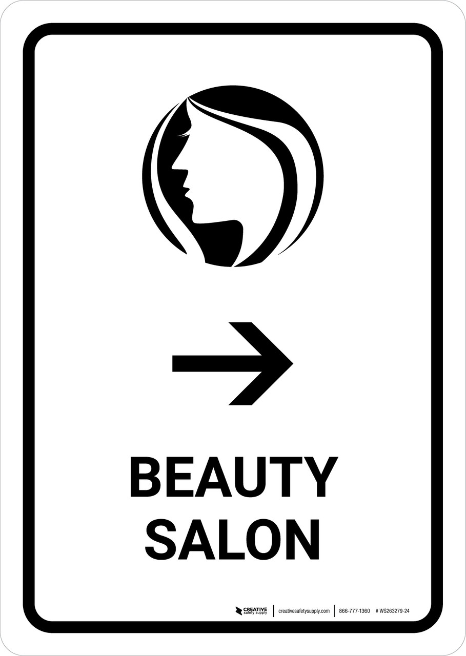 Beauty Salon With Right Arrow White Portrait - Wall Sign | Creative ...