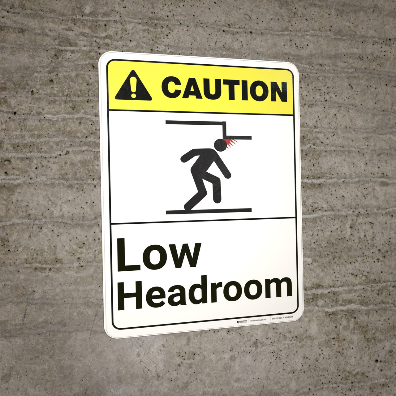 Caution: Low Headroom ANSI - Wall Sign