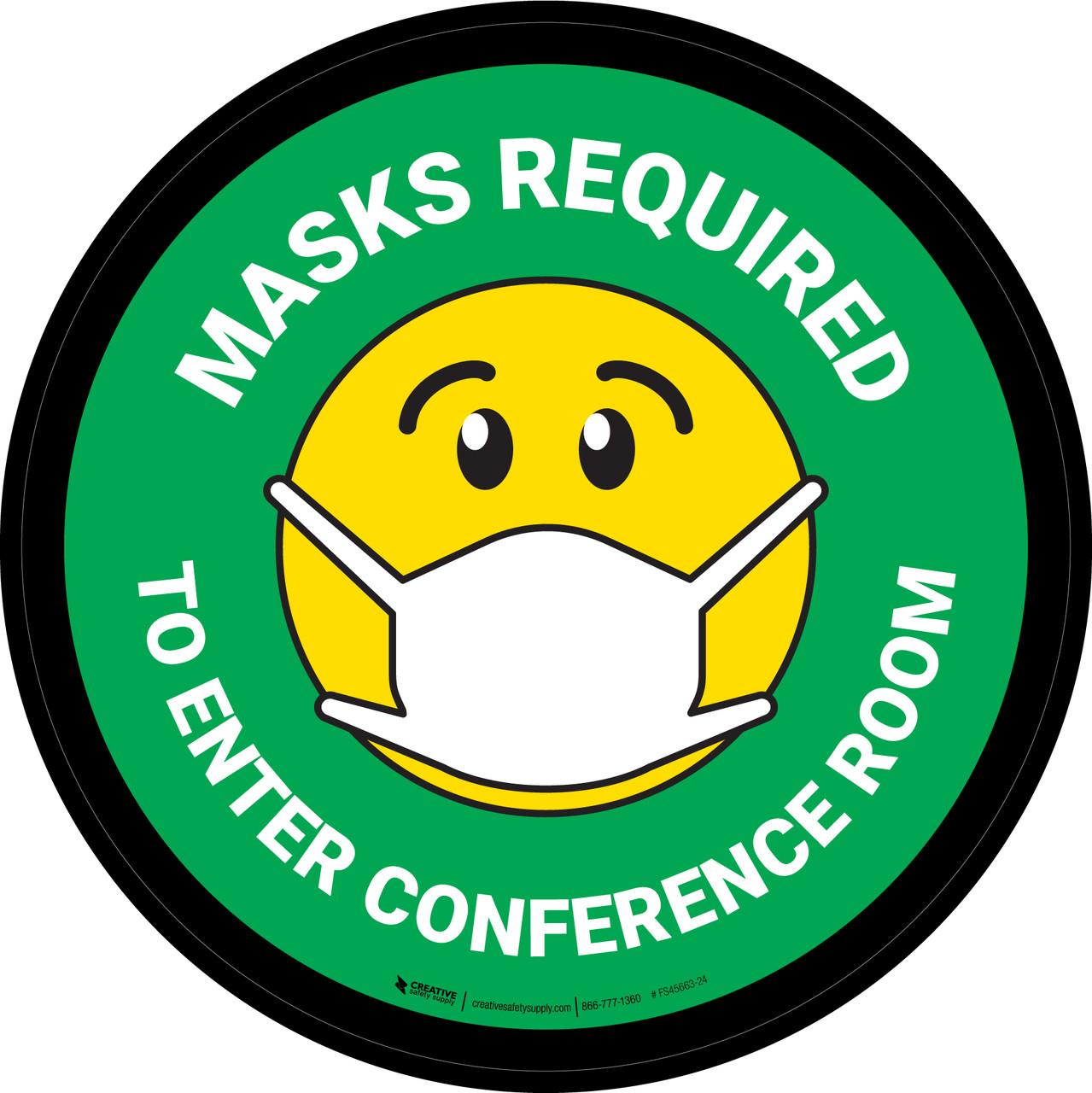 Masks Required To Enter Conference Room Green Circular - Floor Sign