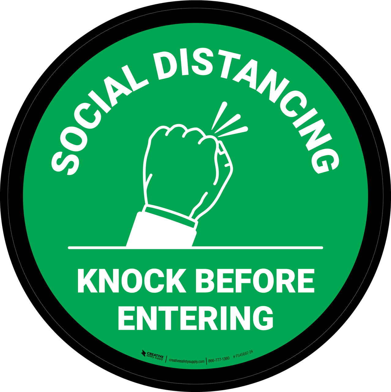 Social Distancing Knock Before Entering Green Circular - Floor Sign ...