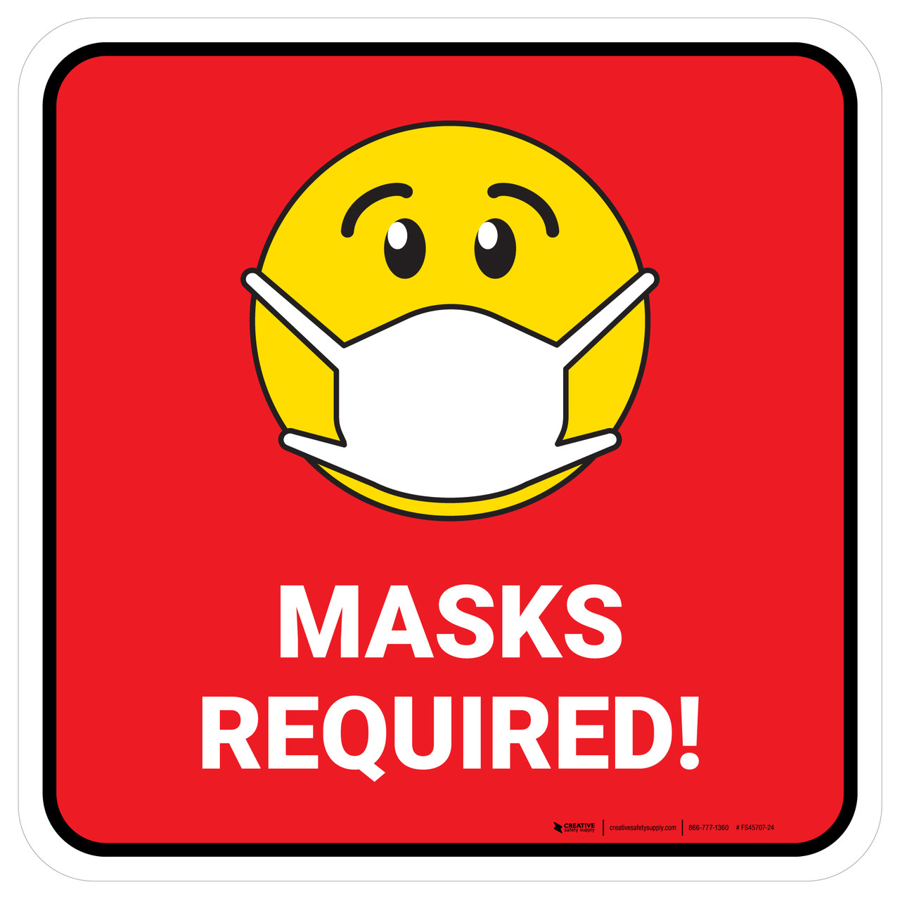 Masks Required Red Square - Floor Sign