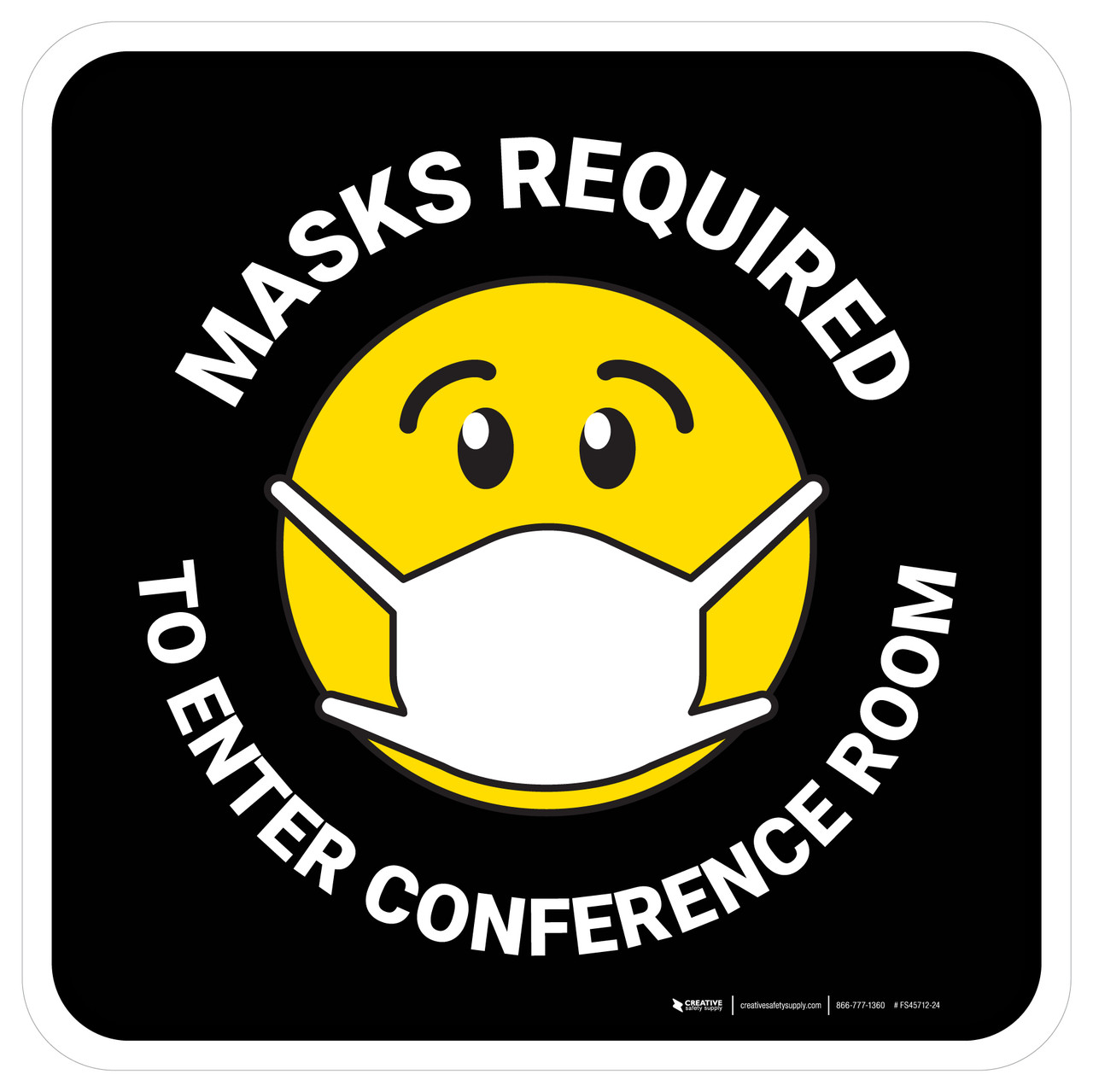 Masks Required To Enter Conference Room Black Square - Floor Sign