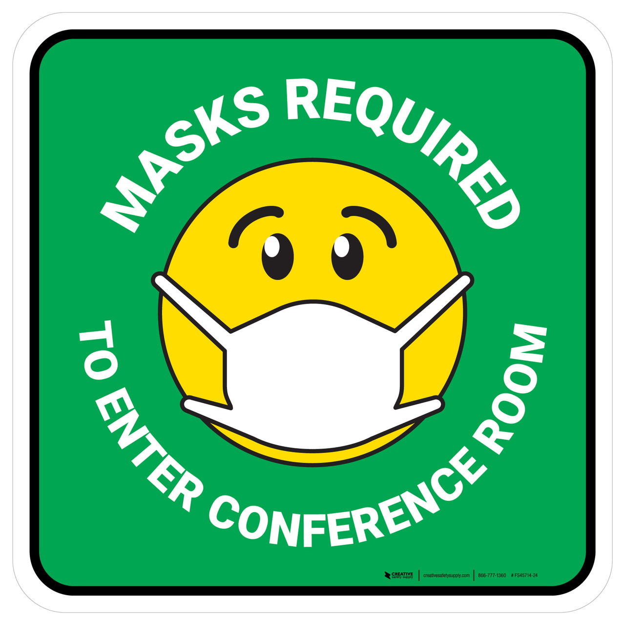 Masks Required To Enter Conference Room Green Square - Floor Sign