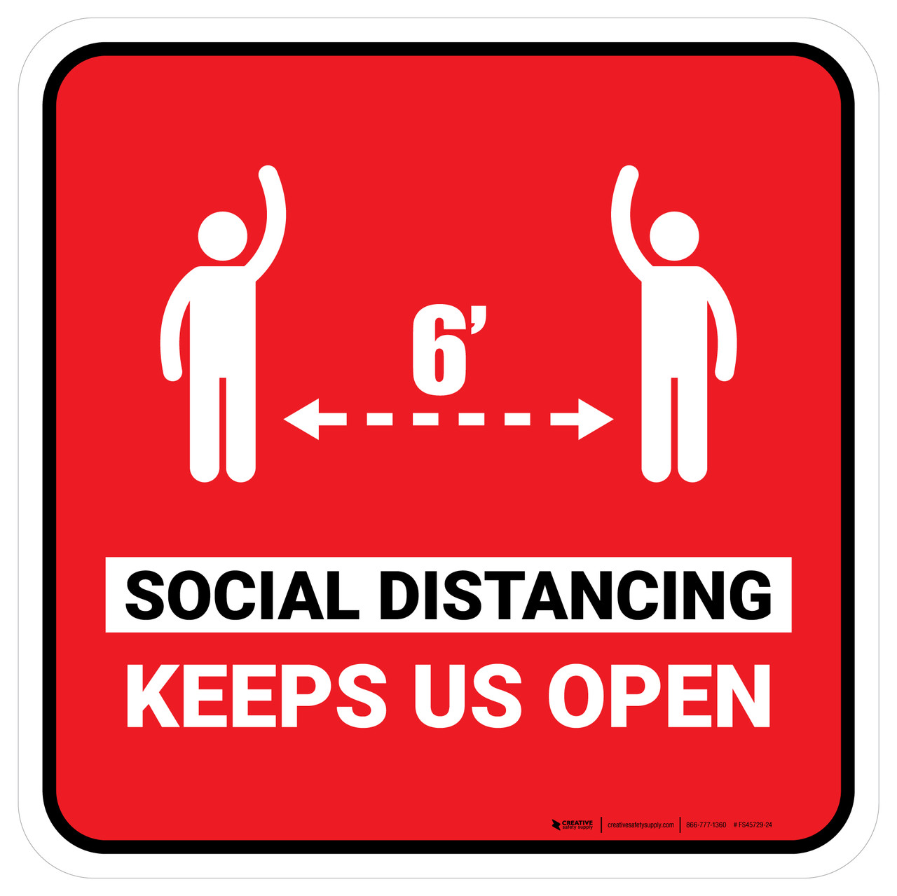 Social Distancing Keeps Us Open Red Square - Floor Sign | Creative ...