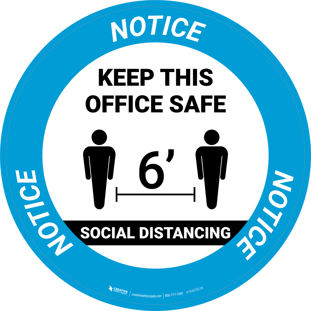 Notice: Social Distancing Keep This Office Safe Circular - Floor Sign