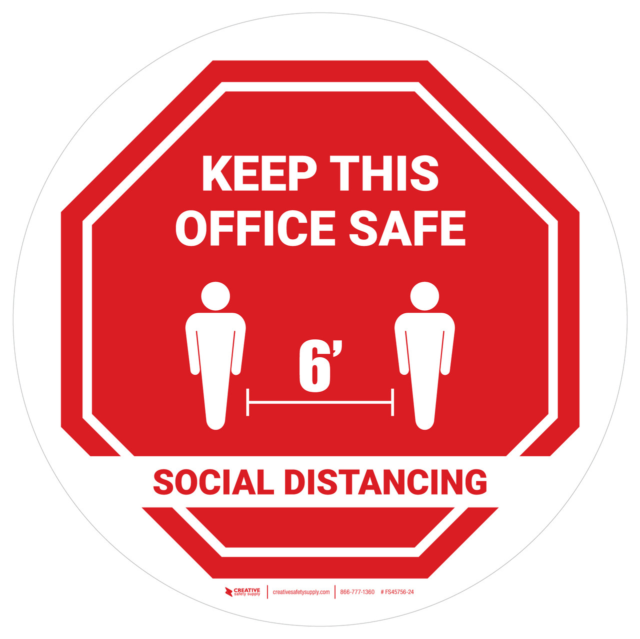 Stop: Social Distancing Keep This Office Safe Circular - Floor Sign ...