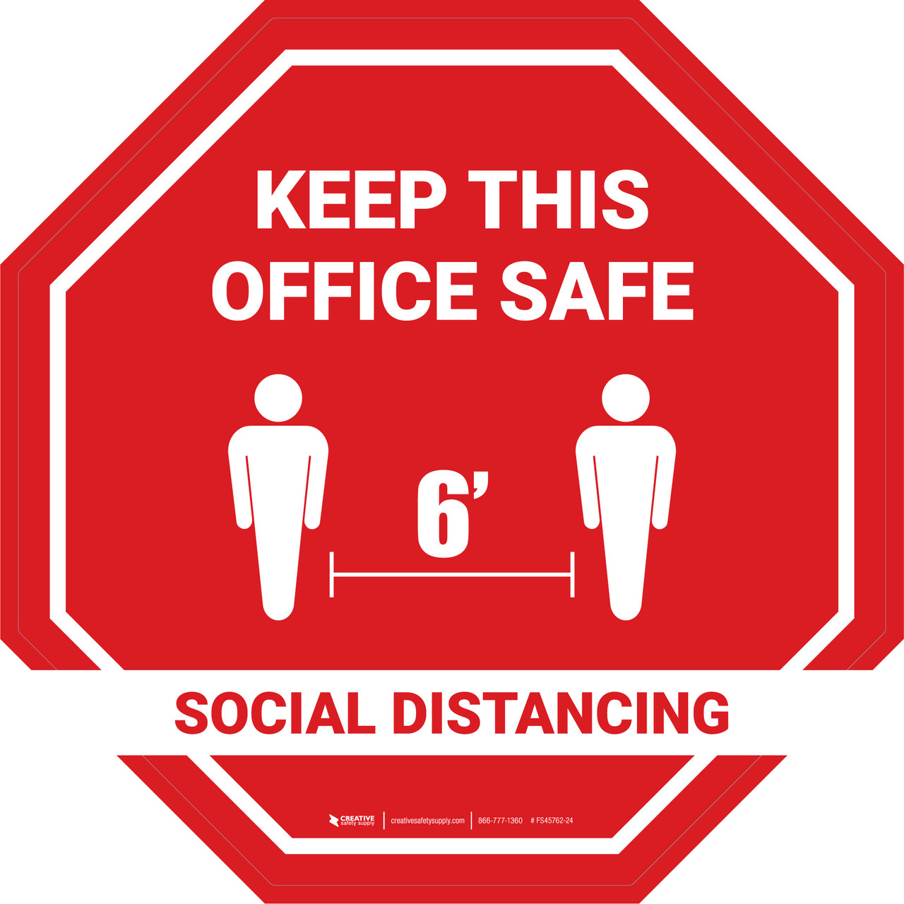 Stop: Social Distancing Keep This Office Safe Circular - Floor Sign ...