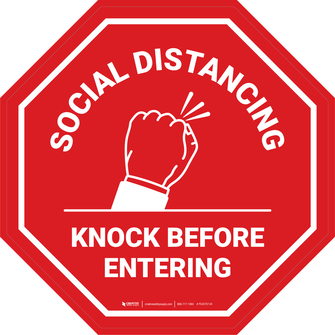 Stop: Social Distancing Knock Before Entering Circular - Floor Sign ...