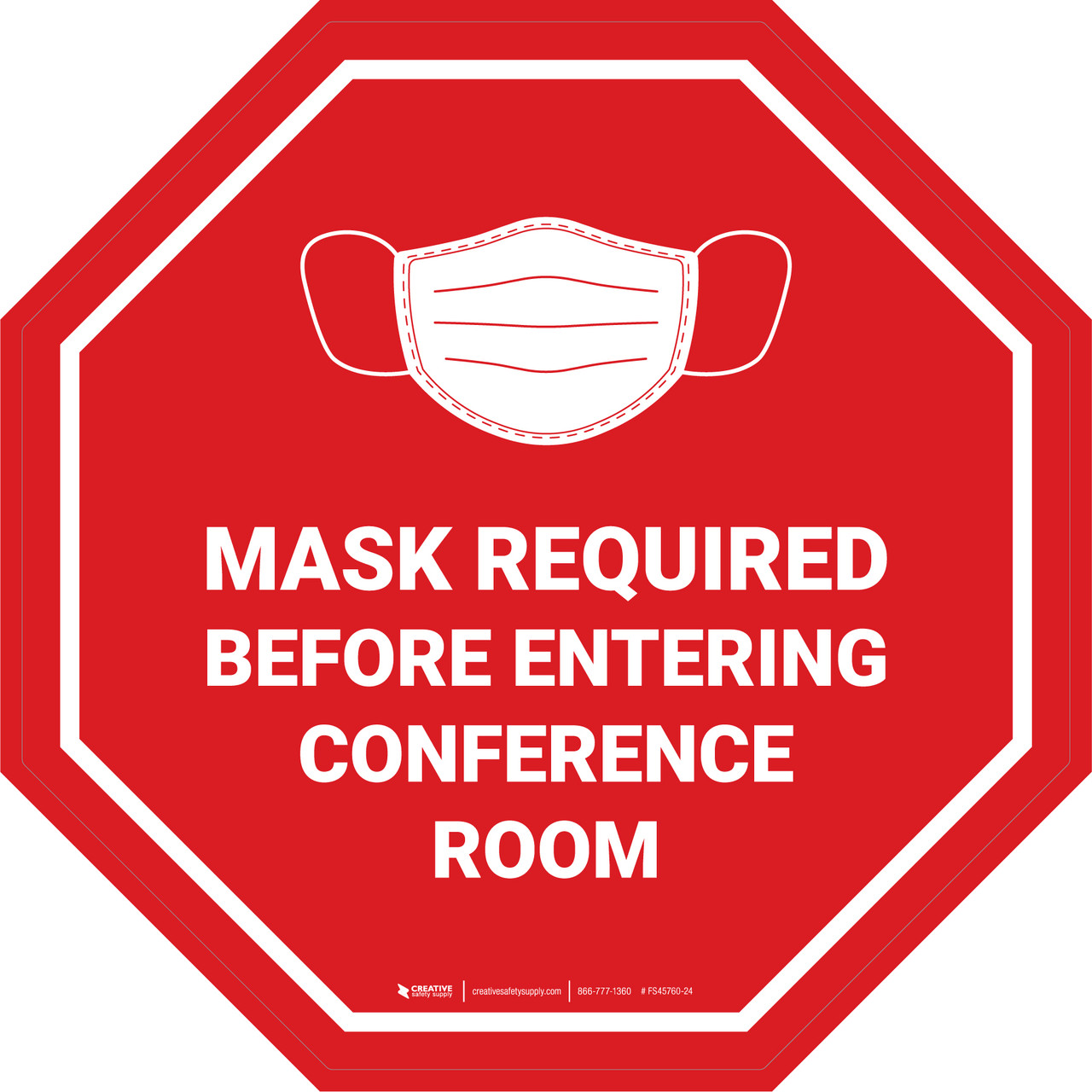 Stop: Mask Required Before Entering Conference Room Circular - Floor Sign