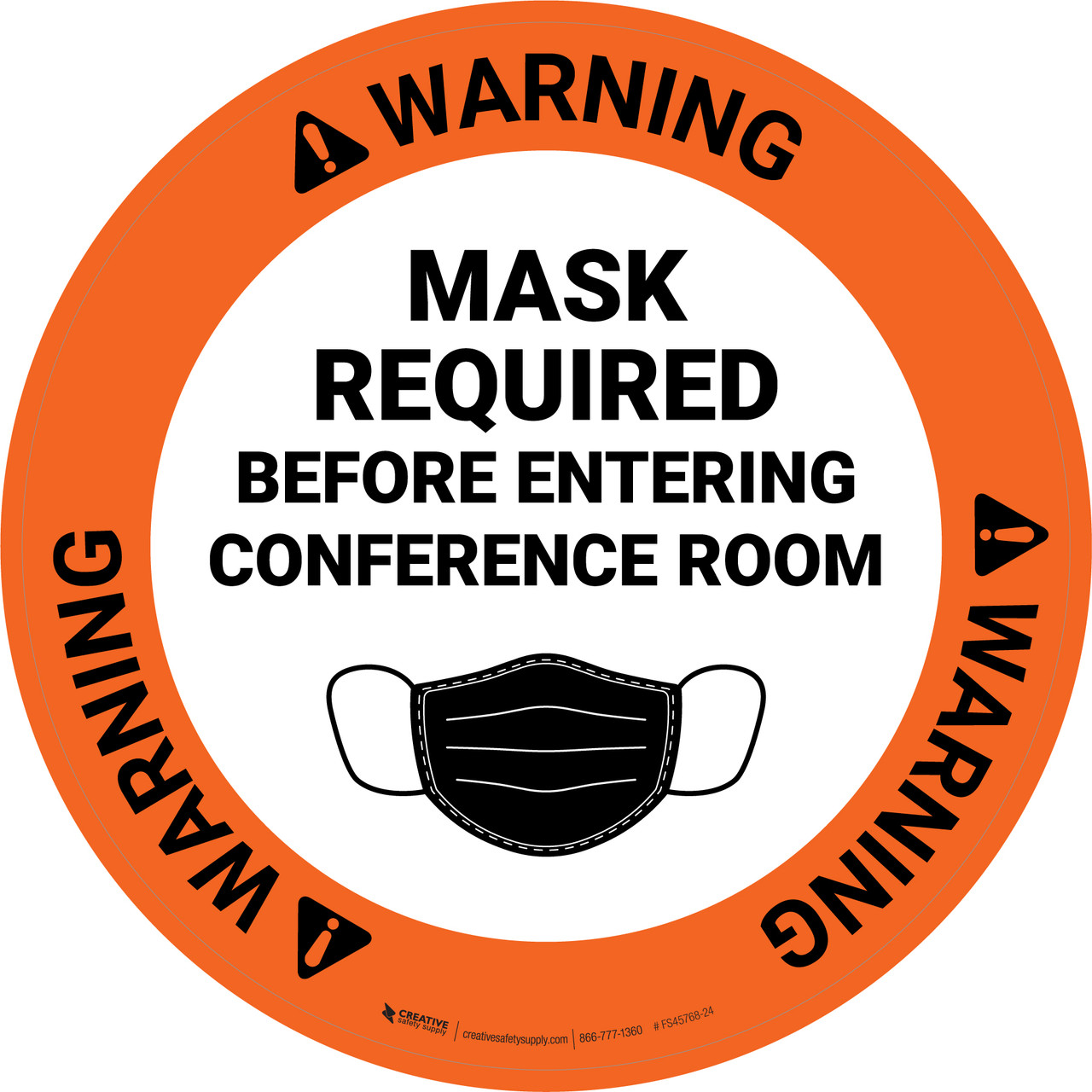 Warning: Mask Required Before Entering Conference Room Circular - Floor ...