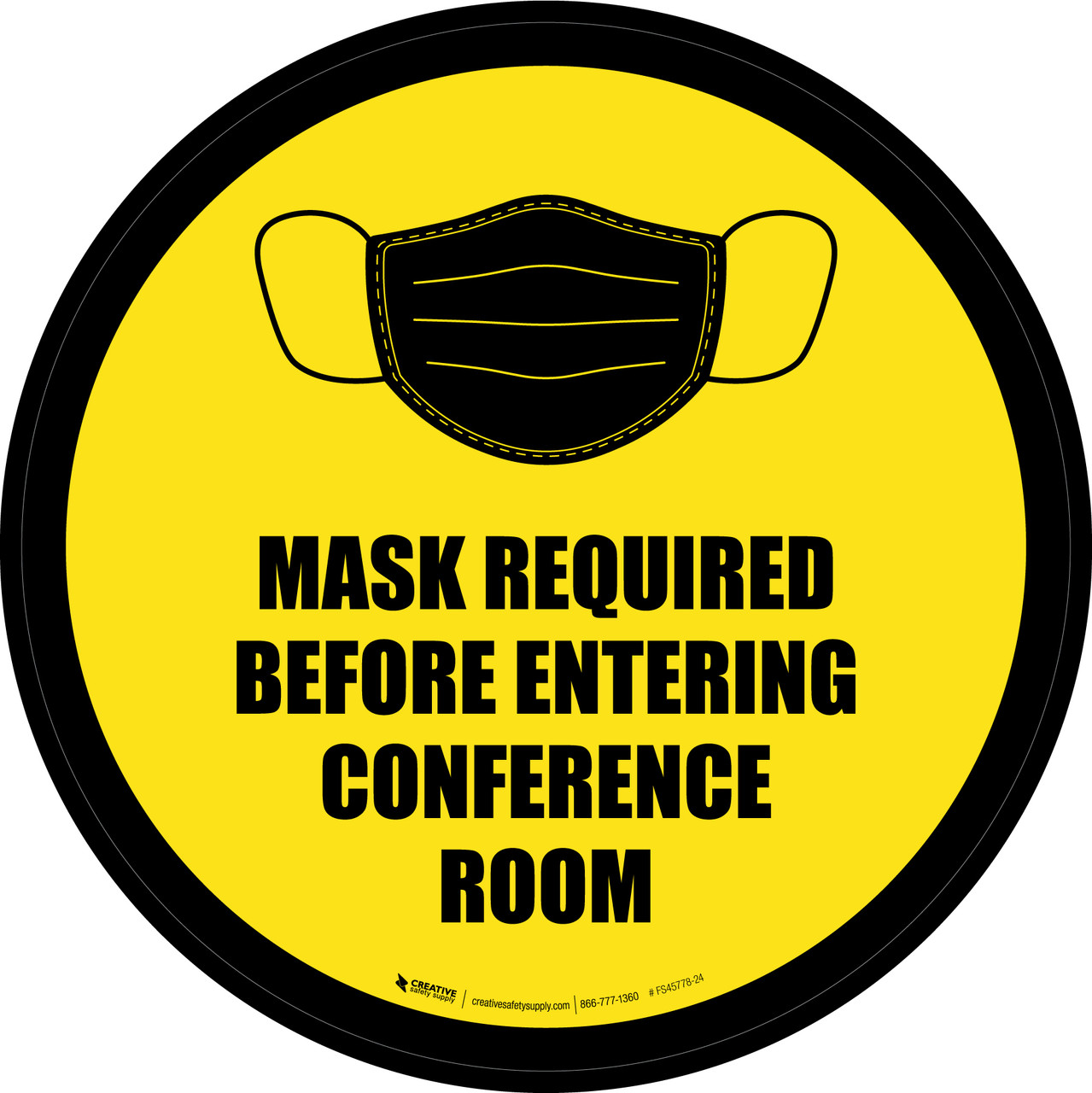 Mask Required Before Entering Conference Room Yellow Circular - Floor ...