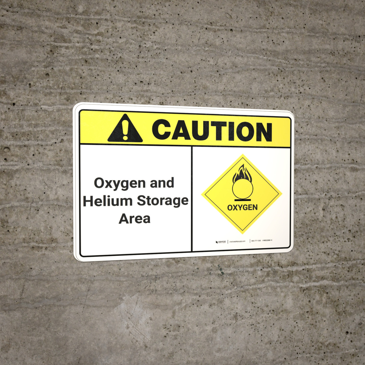 Caution: Oxygen Helium Storage Area ANSI - Wall Sign