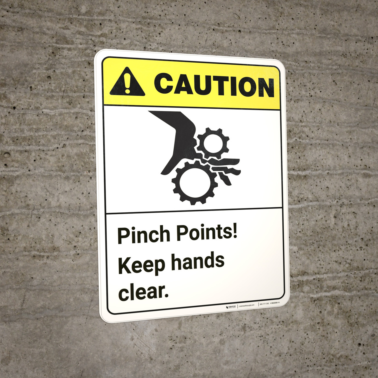 Caution: Pinch Points Keep Hands Clear ANSI - Wall Sign