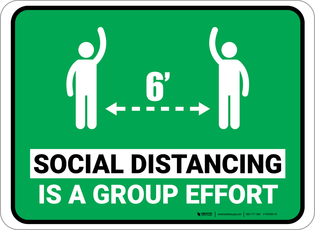 Social Distancing Is A Group Effort Green Rectangular - Floor Sign