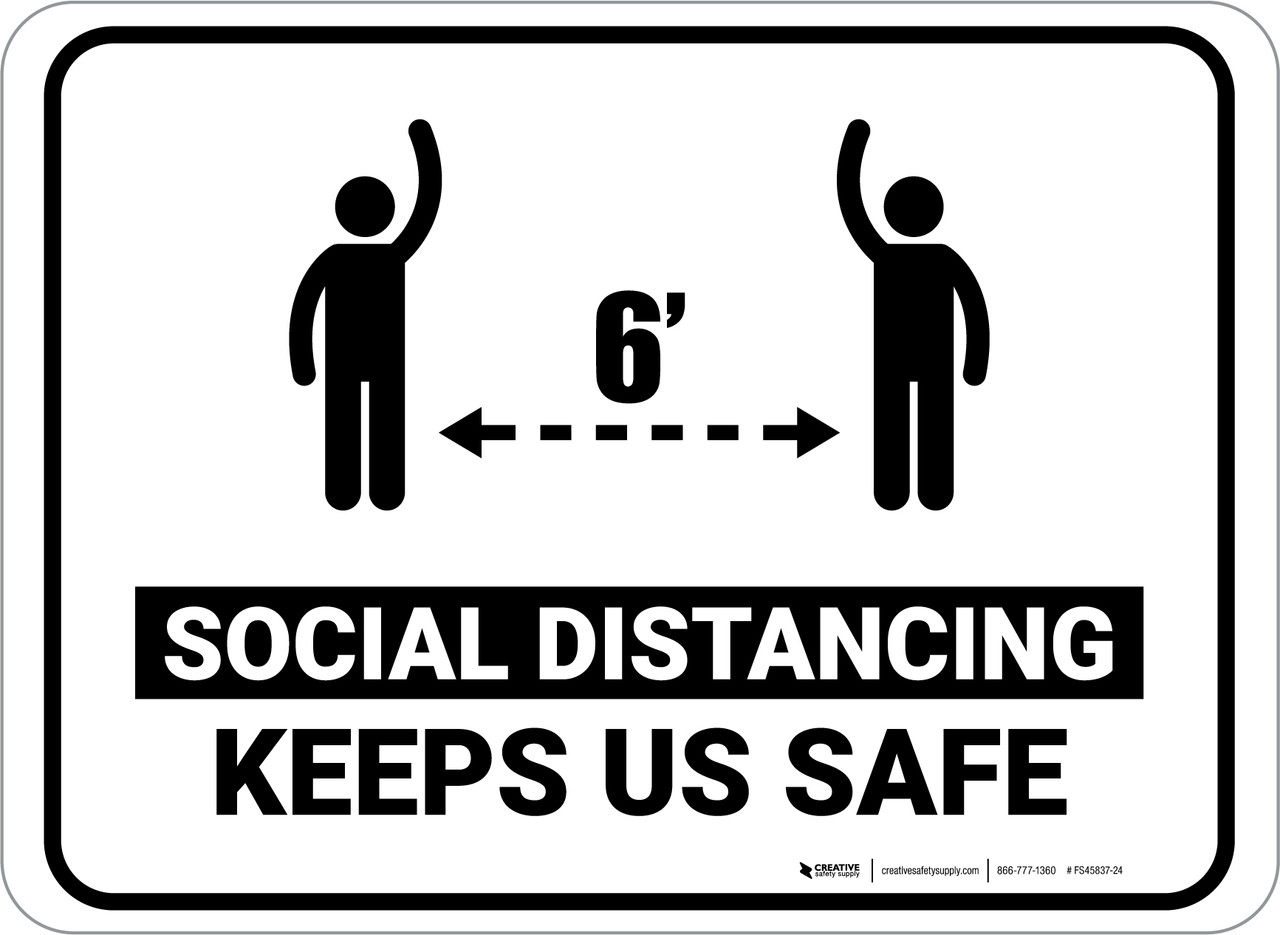 Social Distancing Keeps Us Safe White Rectangular - Floor Sign