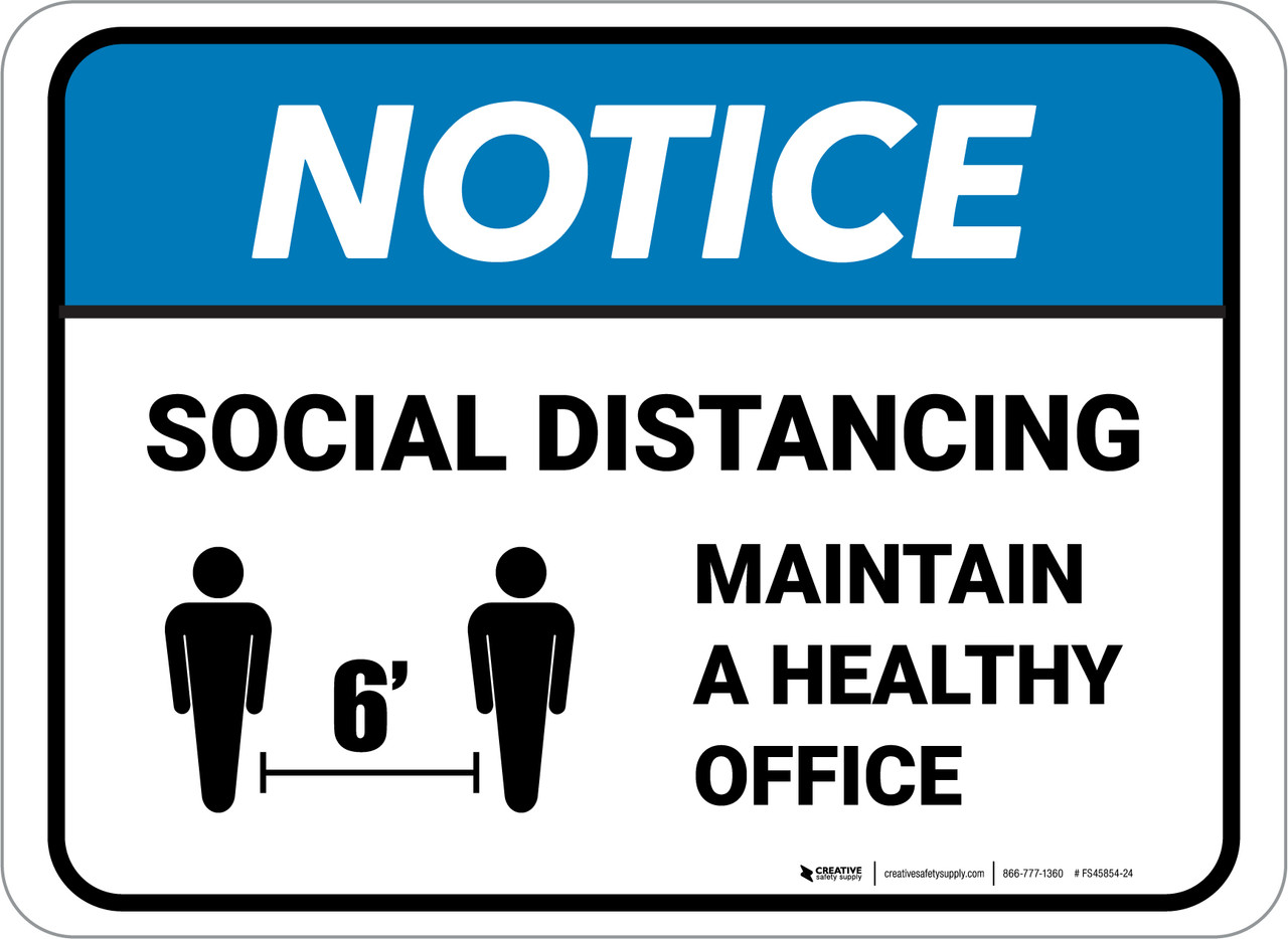 Notice: Social Distancing Maintain A Healthy Office Rectangular - Floor ...