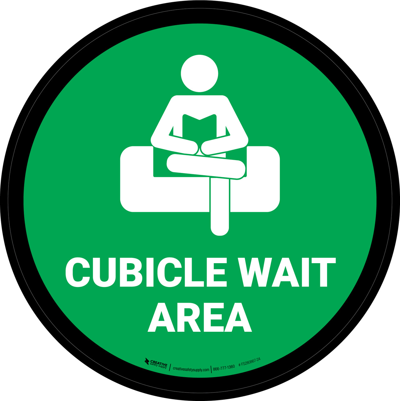 Cubicle Wait Area Green Circular - Floor Sign | Creative Safety Supply