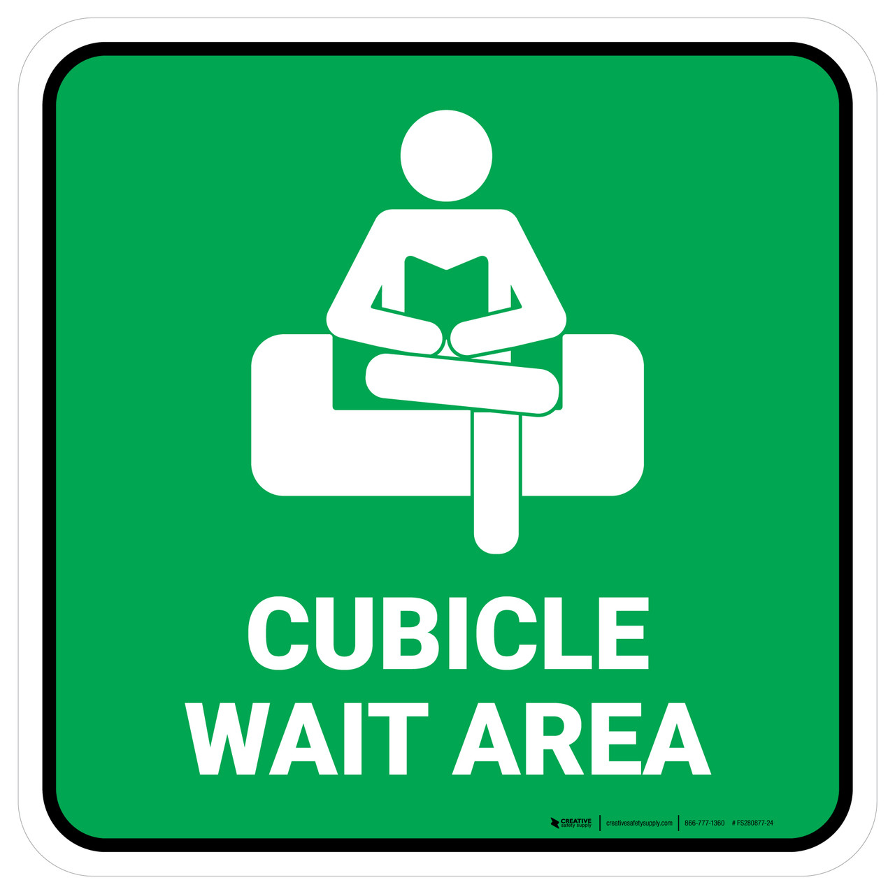 Cubicle Wait Area Green Square - Floor Sign | Creative Safety Supply