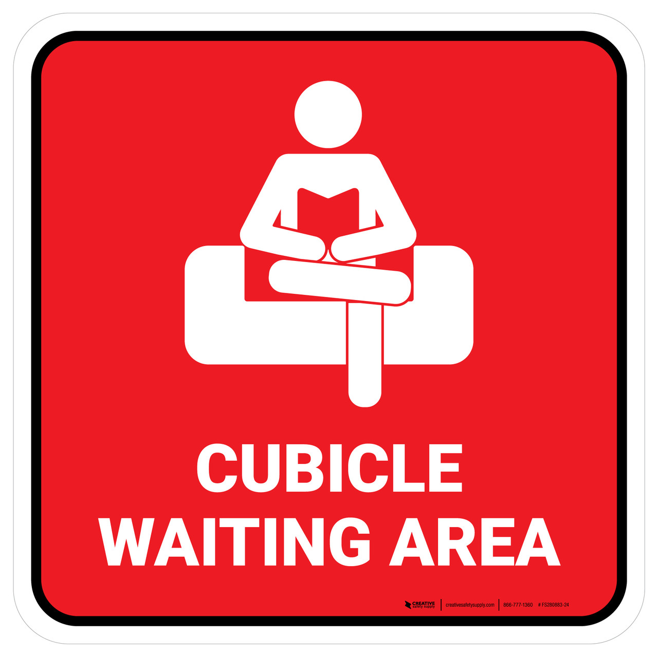 Cubicle Waiting Area Red Square - Floor Sign | Creative Safety Supply