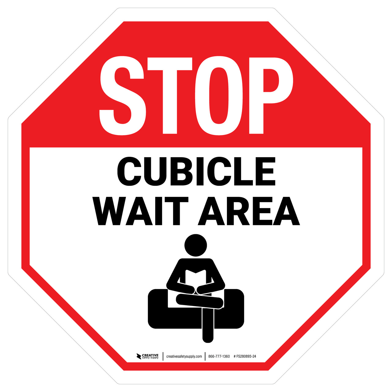 Stop: Cubicle Wait Area Circular - Floor Sign