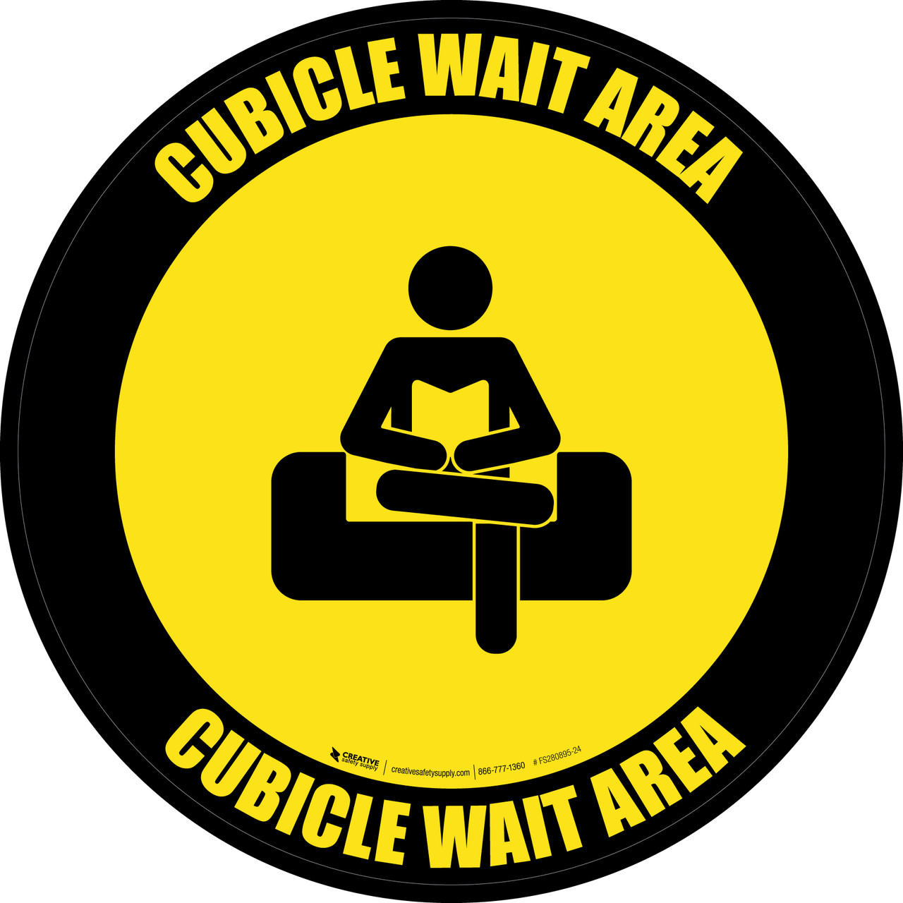 Cubicle Wait Area Yellow with Icon Circular - Floor Sign | Creative ...