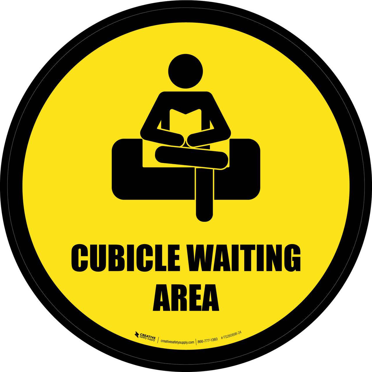 Cubicle Waiting Area Yellow Circular - Floor Sign