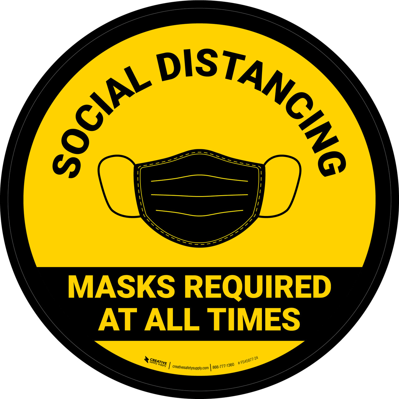 Social Distancing - Masks Required At All Times with Icon Yellow ...