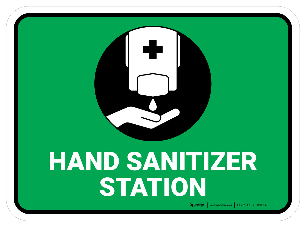 Hand Sanitizer Station Green Rectangular - Floor Sign