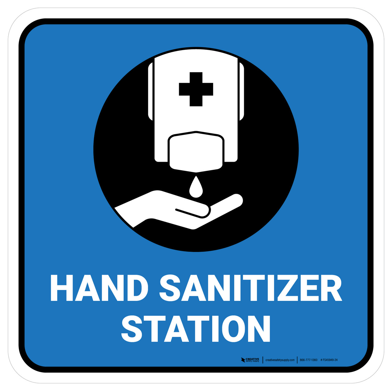Hand Sanitizer Station Blue Square - Floor Sign