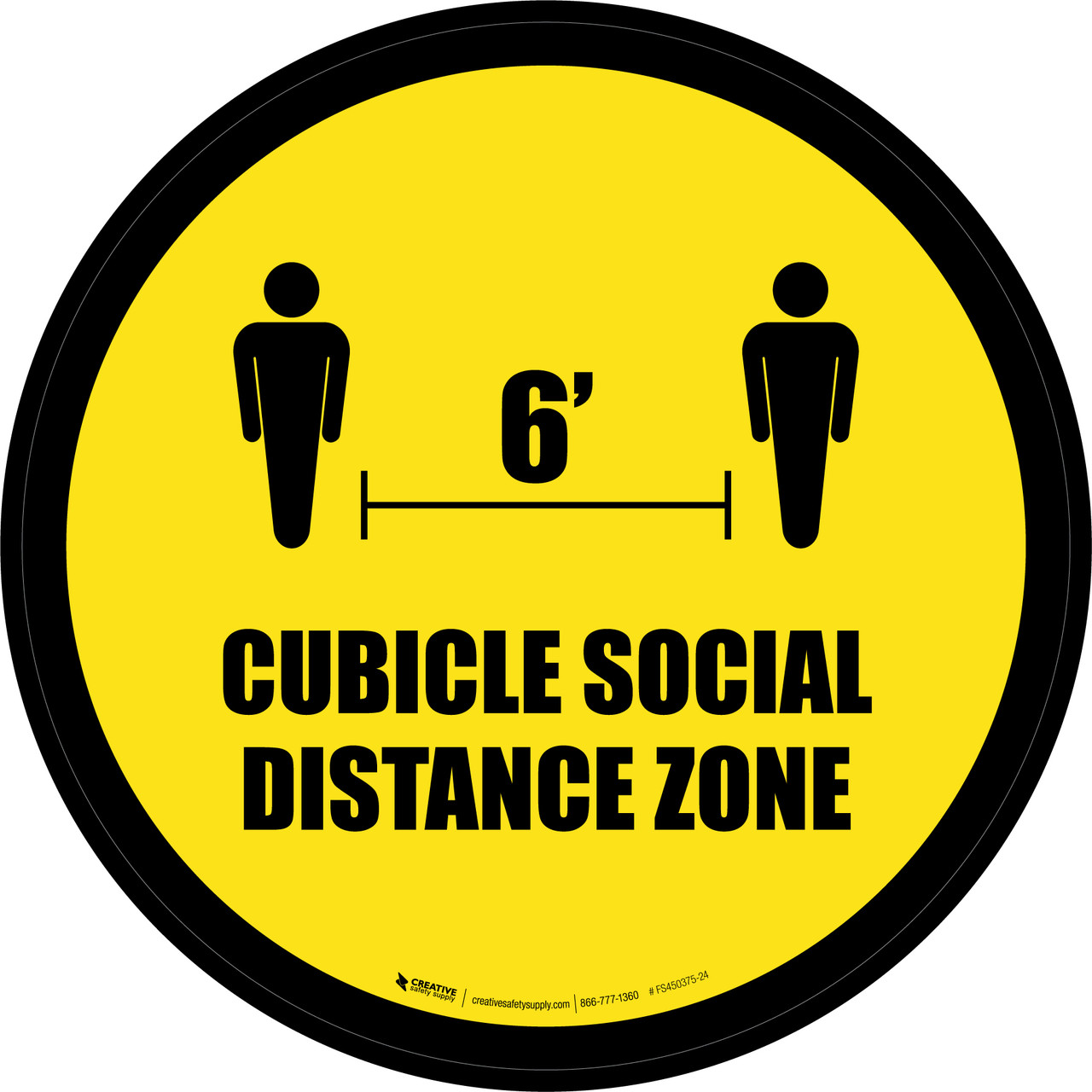 Cubicle Social Distance Zone Yellow Circle - Floor Sign | Creative ...